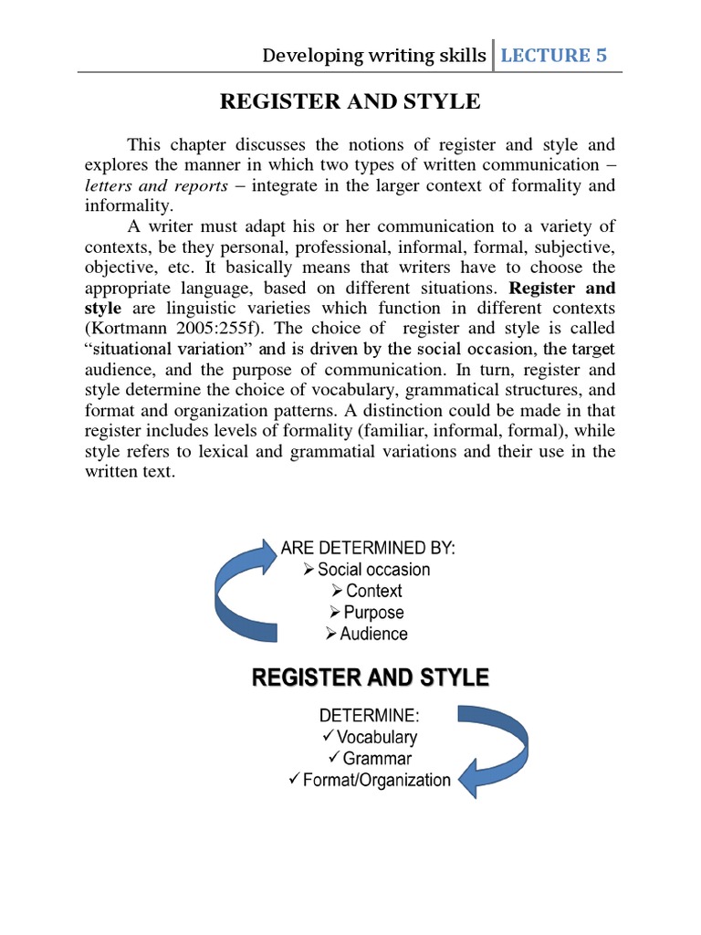 L5 - Register and Style | PDF | Phrase | Grammar