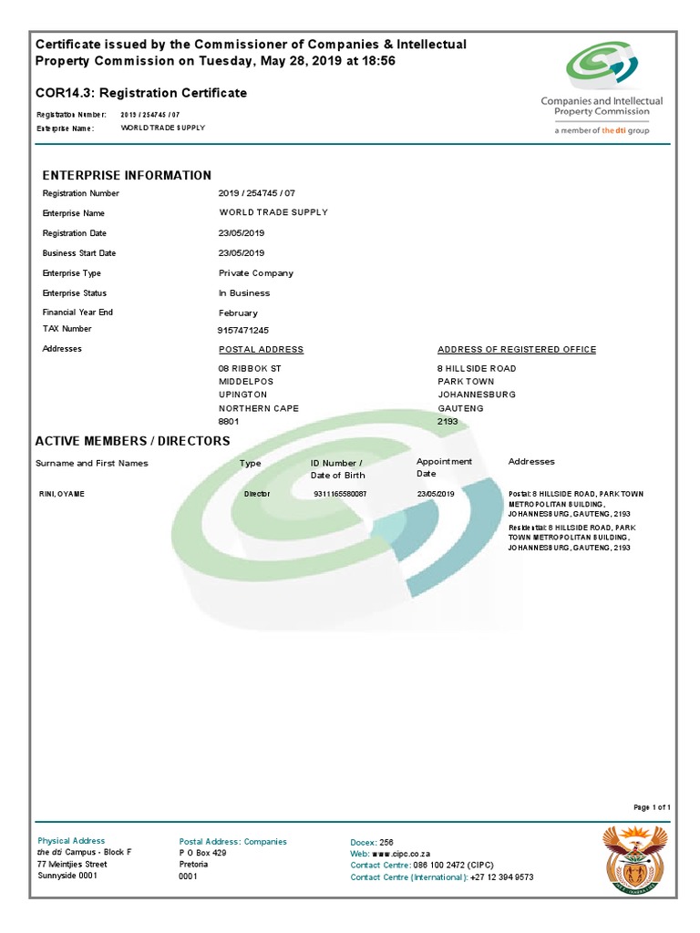 Registration CK | PDF | Government | Business