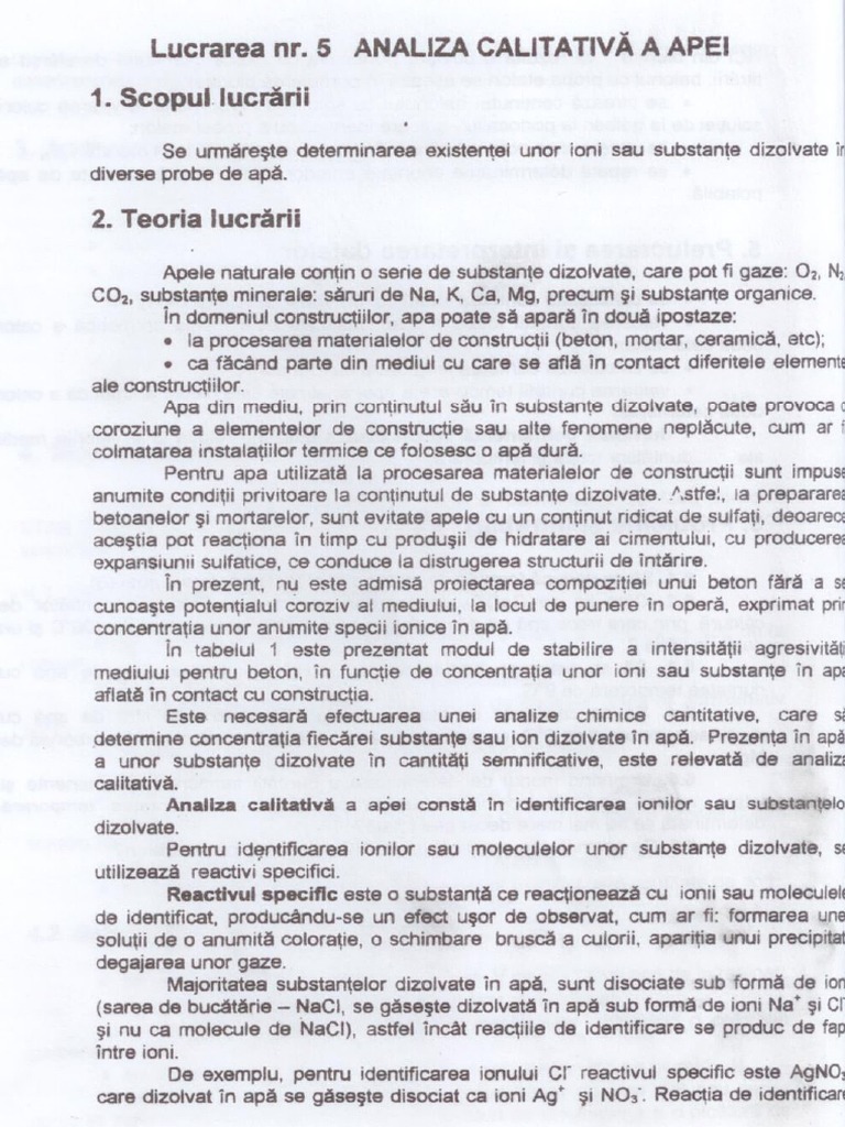 Analiza Calitativa A Apei | PDF