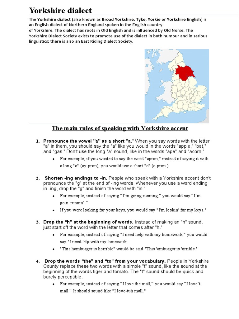 The Main Rules of Speaking With Yorkshire Accent | PDF | Language ...
