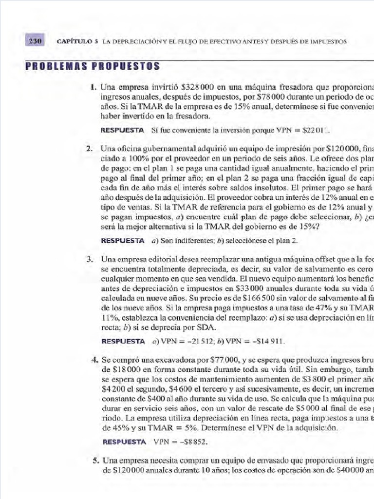 Dokumen - Tips Ej Propuestos Ch5 Depreciacion | PDF | Depreciación | Inversiones