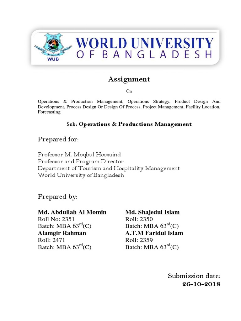 Wub Front Page Operation Management | PDF