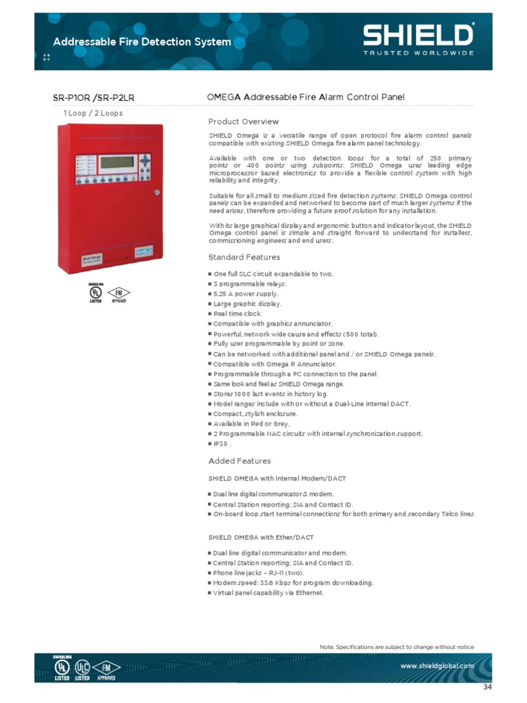 Addressable Fire Detection System: Sr-P1Or /Sr-P2Lr | PDF | Computer Network | Power Supply