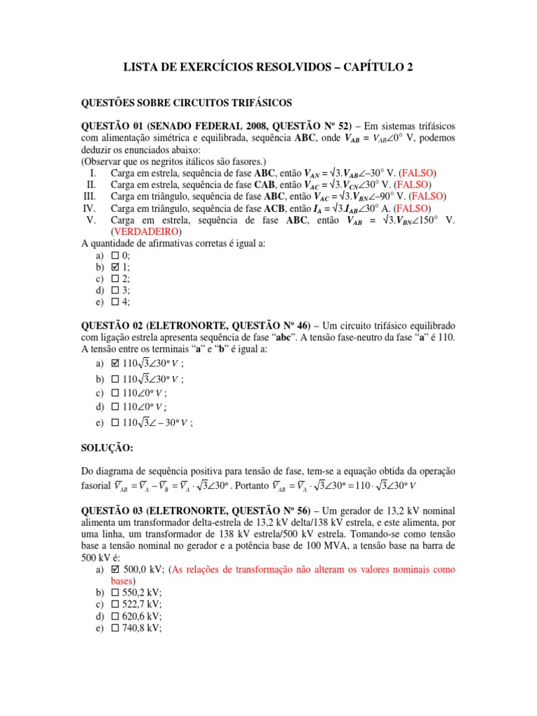 Unifap 2sem2012 t2009 Lista Exercicios Capitulo 02 PDF | PDF | Rede elétrica | Impedância elétrica