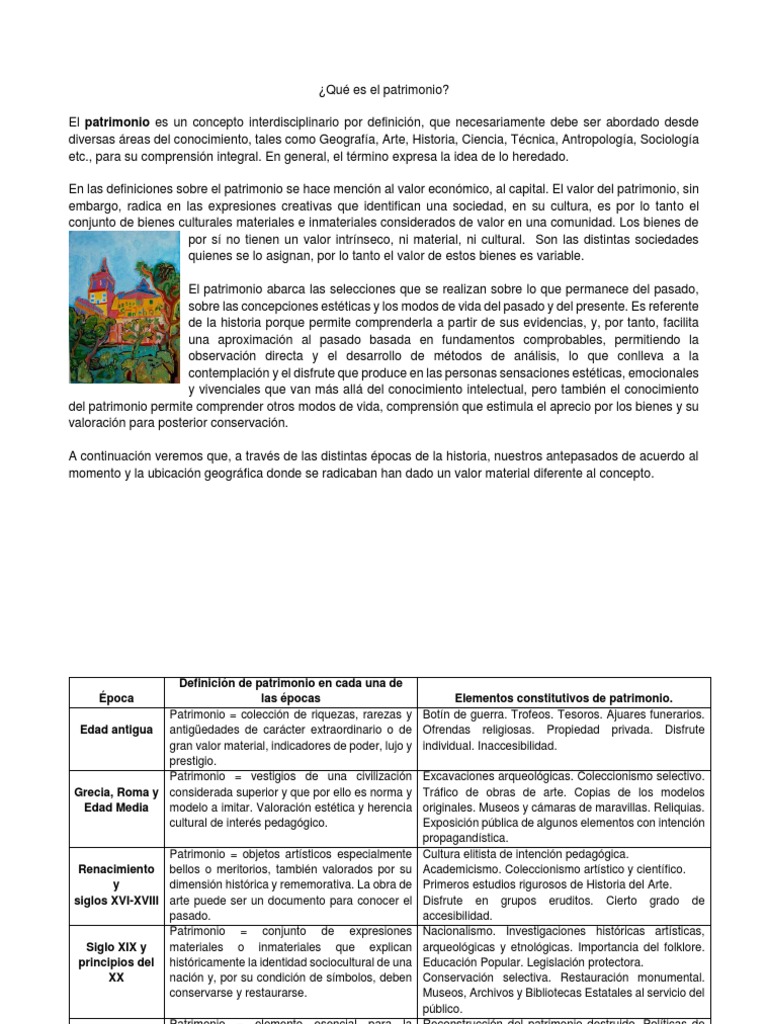 Qué Es El Patrimonio | PDF | Turismo | Bienes (Ley)