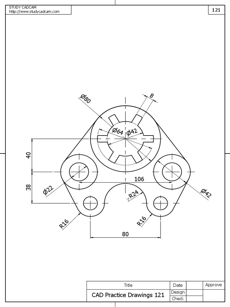 A Collection of CAD Practice Drawings with Various Geometric Shapes and ...