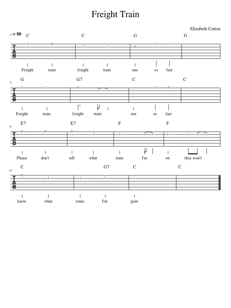 Freight Train: Elizabeth Cotten 80 G G C C | PDF