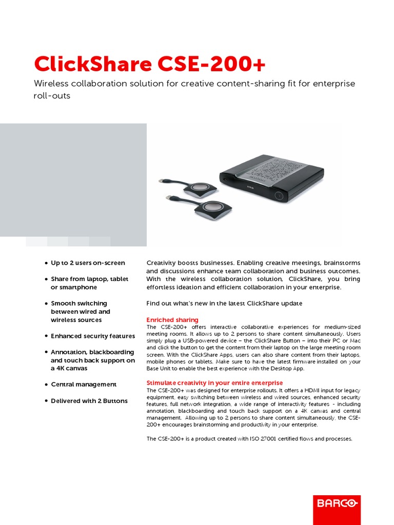 Clickshare Cse-200+: Wireless Collaboration Solution For Creative ...