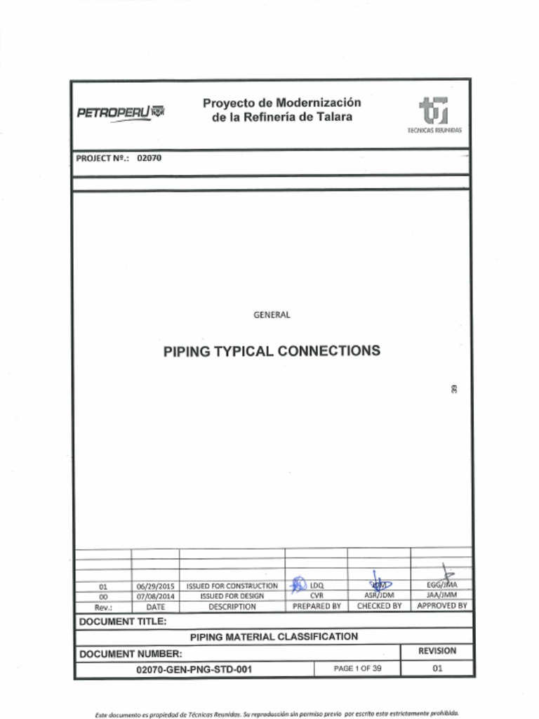 Talara Refinery Connection Guidelines | PDF | Steam | Chemical Engineering