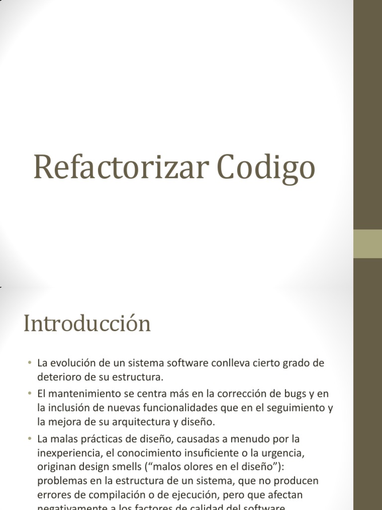 Refactoring | PDF | Desarrollo de software | Ingeniería de software