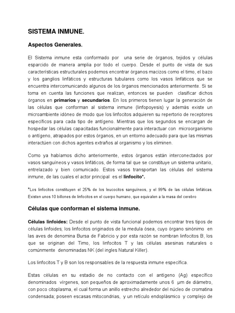 Sistema Inmunitario | PDF