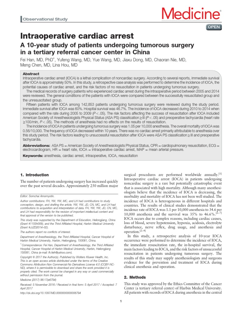Intraoperative Cardiac Arrest | PDF | Cardiopulmonary Resuscitation ...