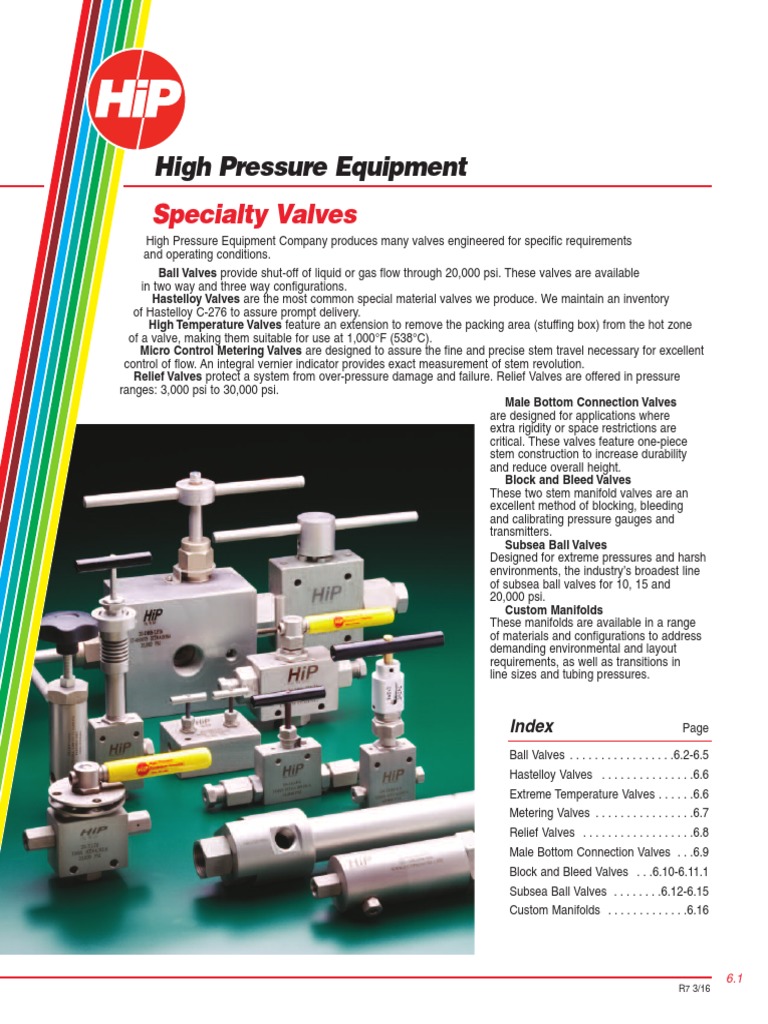 High Pressure Specialty Valves | PDF | Valve | Pipe (Fluid Conveyance)
