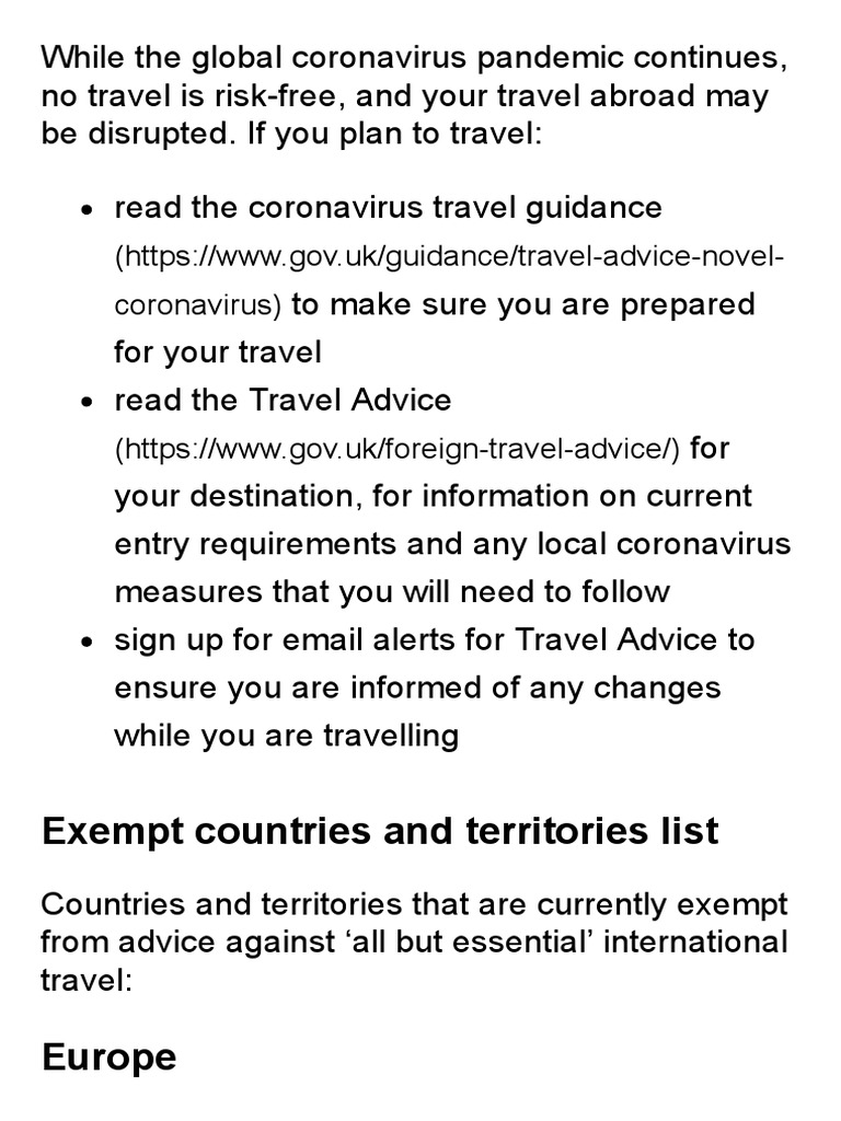 Exempt Countries and Territories List: (HTTPS://WWW - Gov.uk/guidance ...