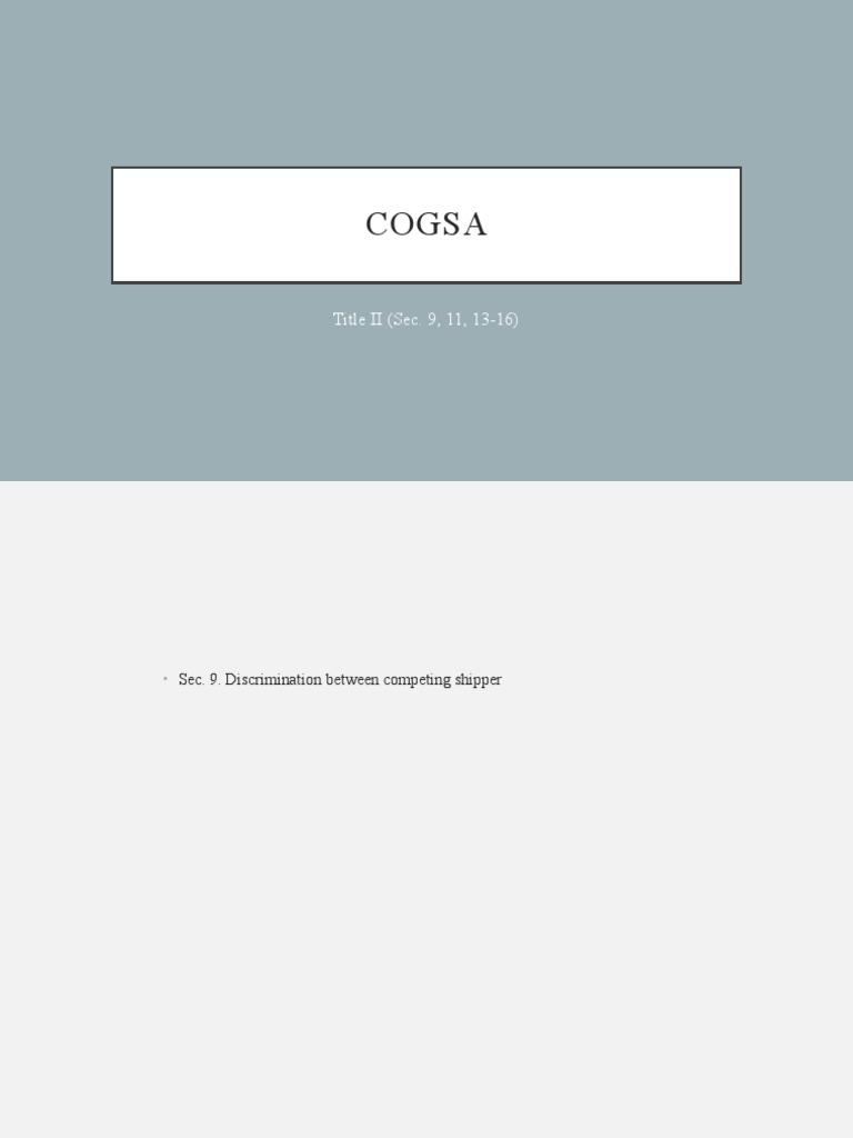Cogsa: Title II (Sec. 9, 11, 13-16) | PDF