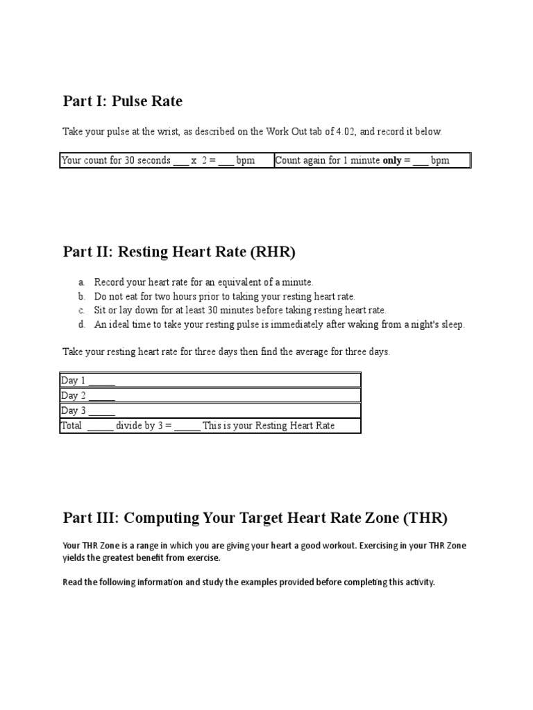 Part I: Pulse Rate | PDF | Heart Rate | Physiology