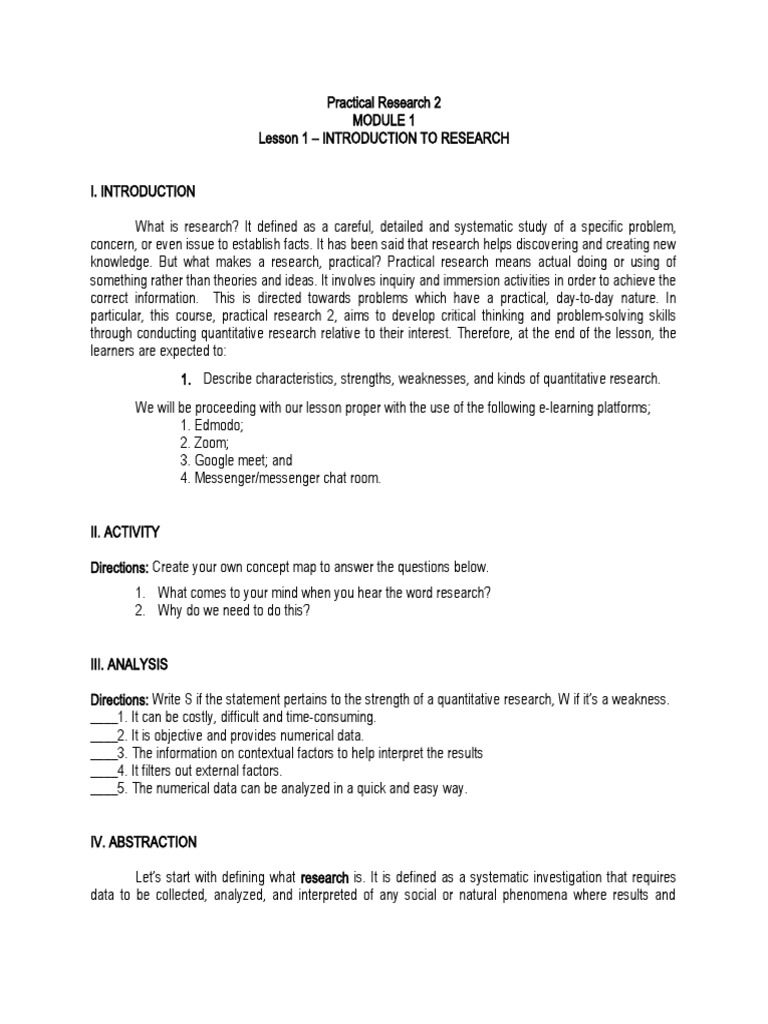 Module 1 Lesson 1 - INTRODUCTION TO RESEARCH | PDF | Causality ...