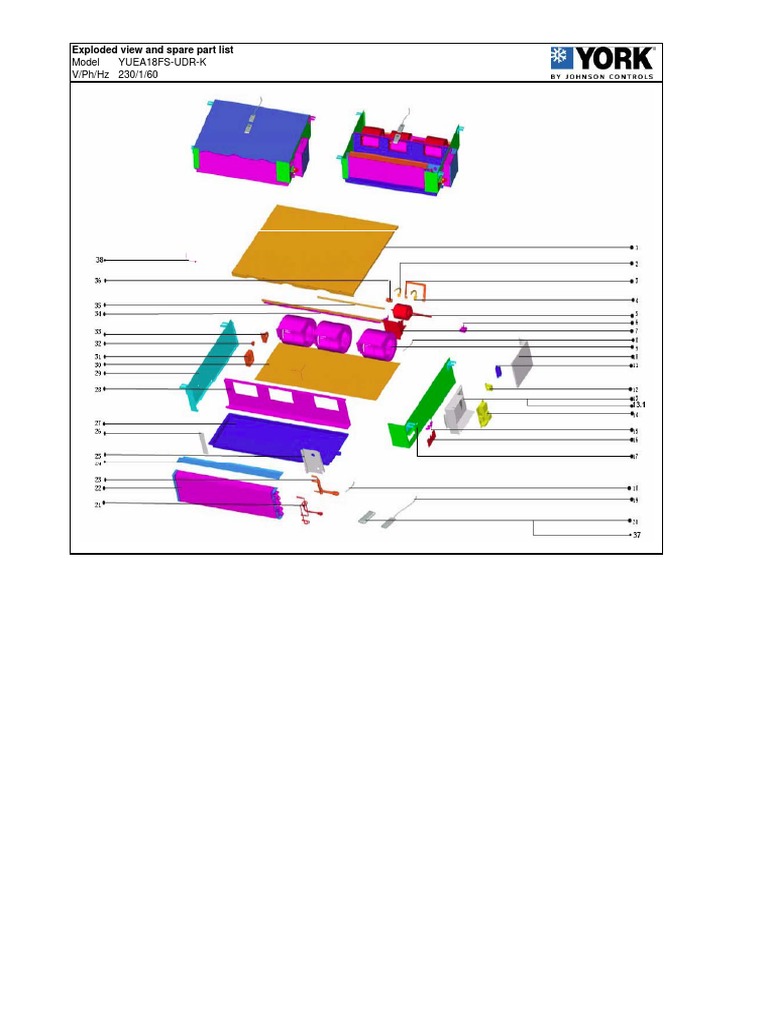 Model Yuea18Fs-Udr-K V/PH/HZ 230/1/60: Exploded View and Spare Part List | PDF | Electrical ...