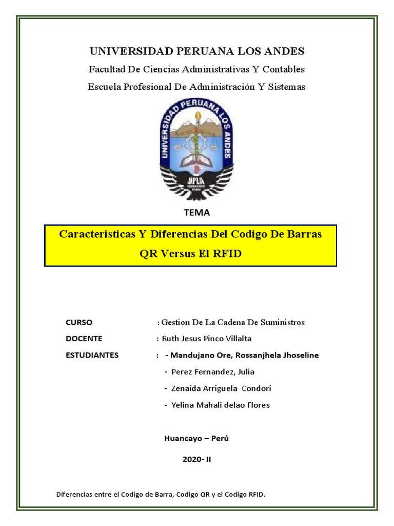 Diferencias y Caracteristicas de QR, CODIGO DE BARRAS Y RFID | PDF ...