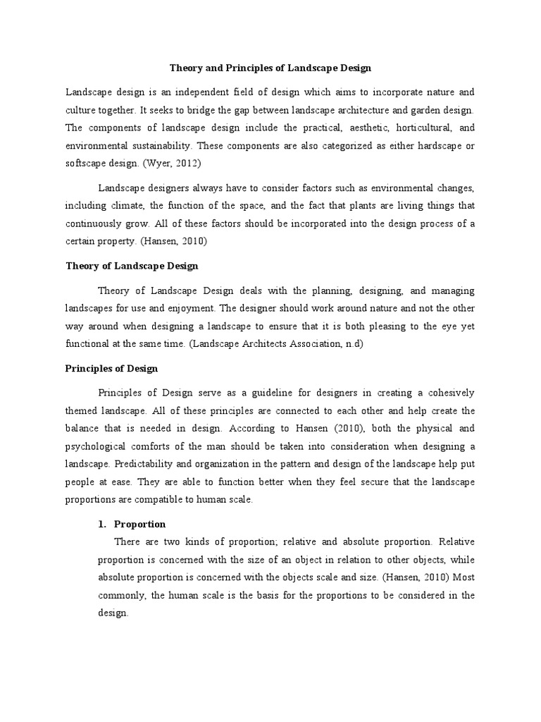 Principles of Landscape Design | PDF | Perception | Landscape