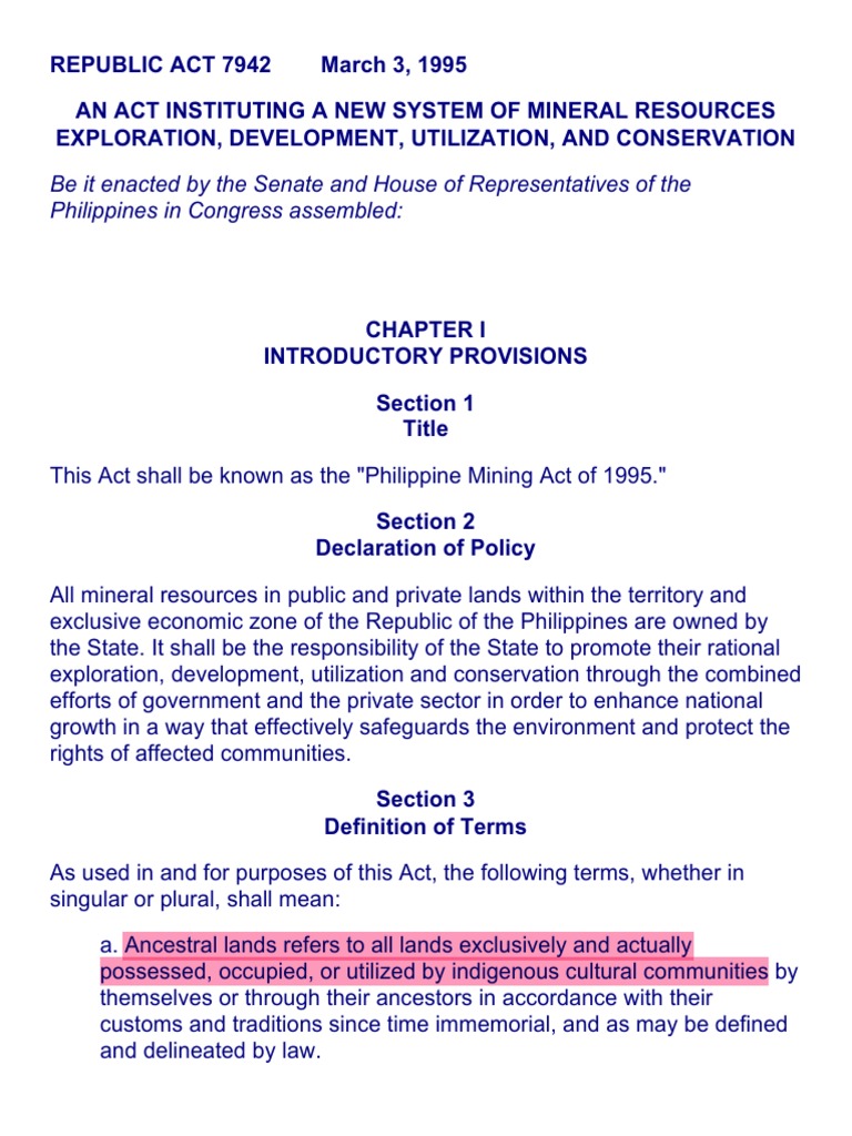 Republic Act 7942 | PDF | Mining | Rock (Geology)
