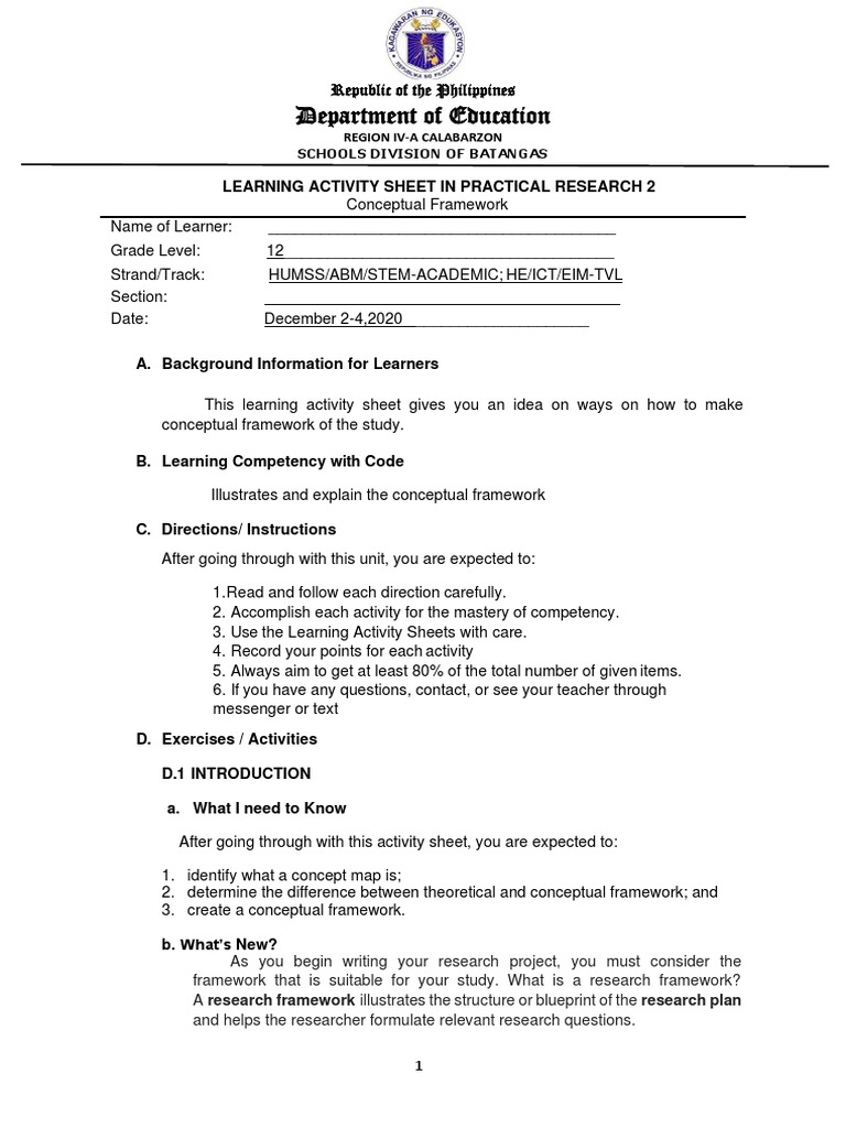 Las PR2 Conceptual Framework | PDF | Dependent And Independent ...