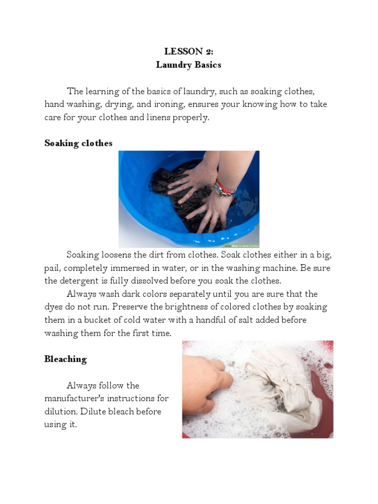 Lesson 2: Laundry Basics | PDF | Washing Machine | Laundry