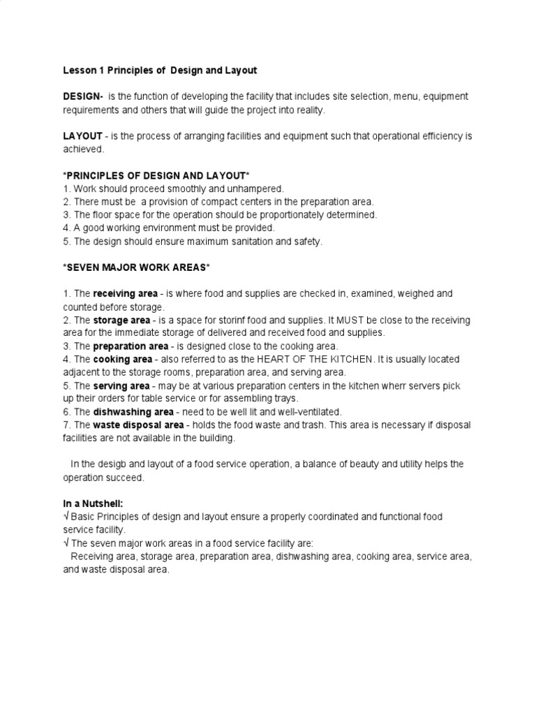Principles of Food Service Layout | PDF