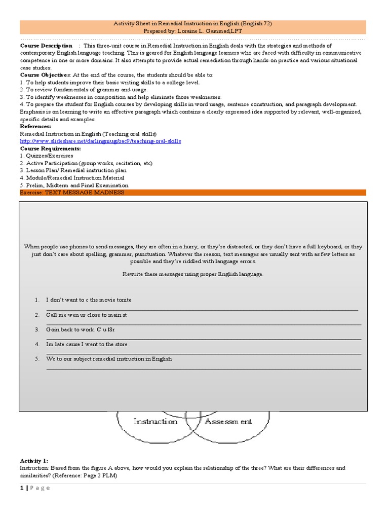 Remedial English Instruction Through Hands-On Practice and Situational ...