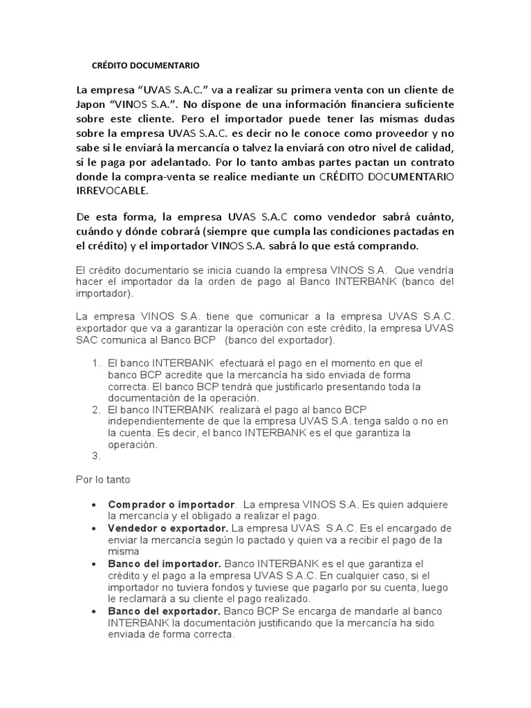 Crédito Documentario 888888888 | PDF | Carta de crédito | Bancos