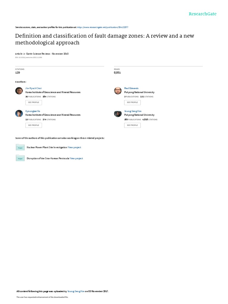 Definition and Classification of Fault Damage Zones: A Review and A New ...
