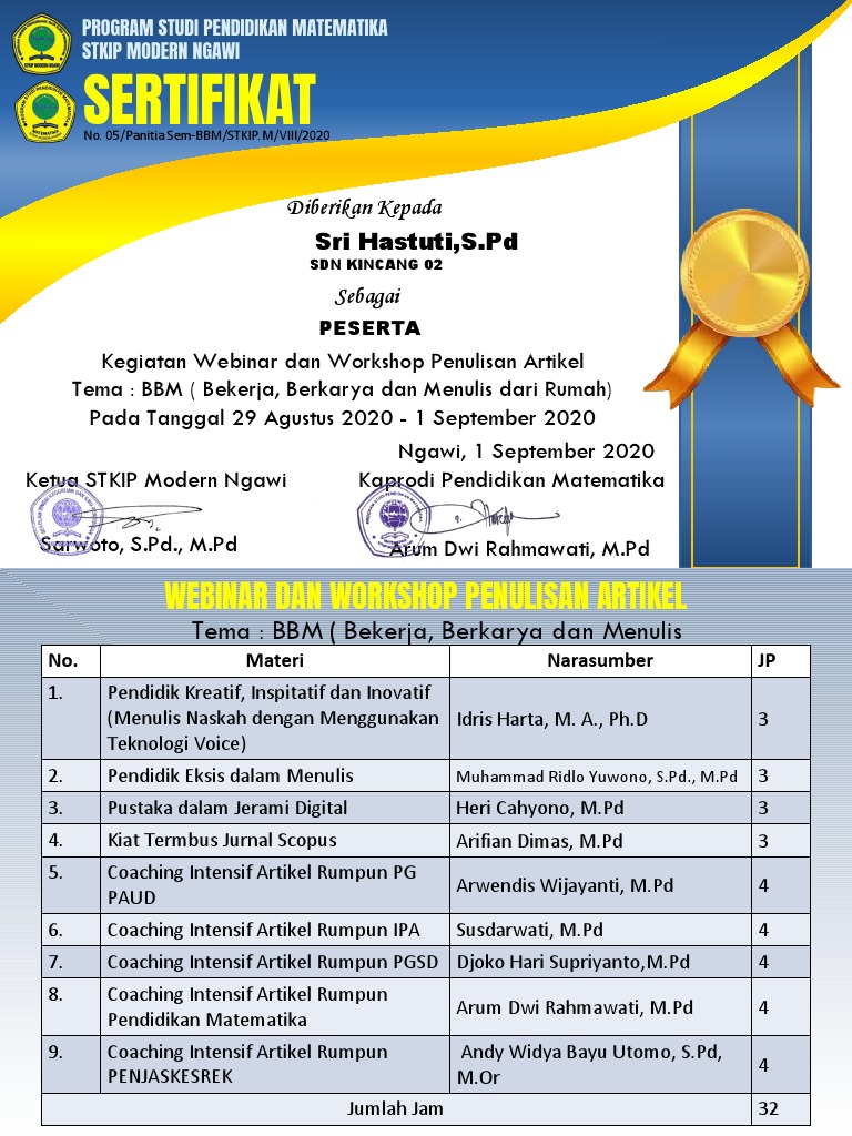 Webinar Penulisan Artikel STKIP Ngawi | PDF | Karier & Perkembangan ...
