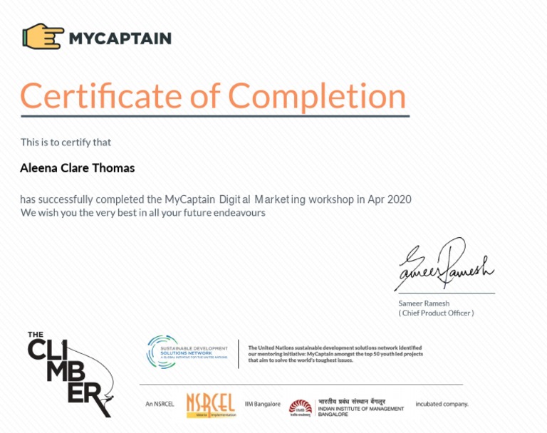 MyCaptain Certificate | PDF