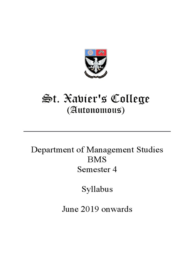 Department of Management Studies BMS Semester 4 Syllabus June 2019 ...