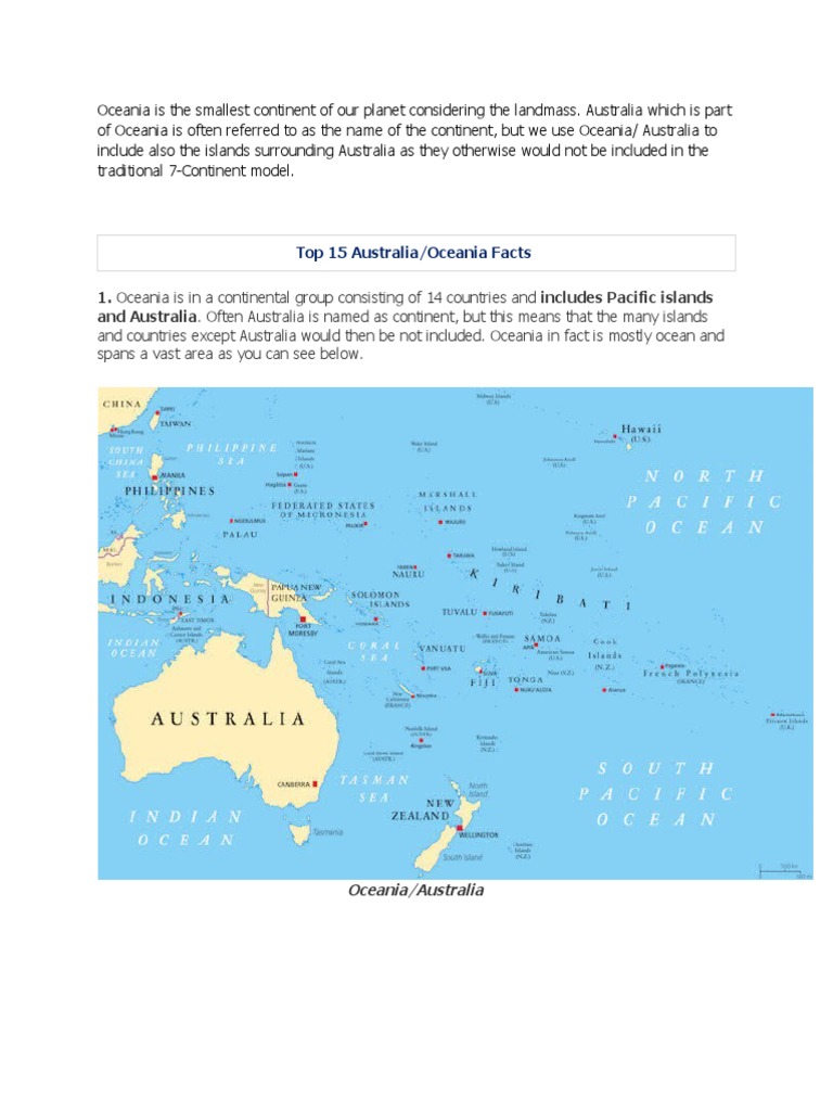 Oceania Facts | PDF | Oceania | Australia (Continent)