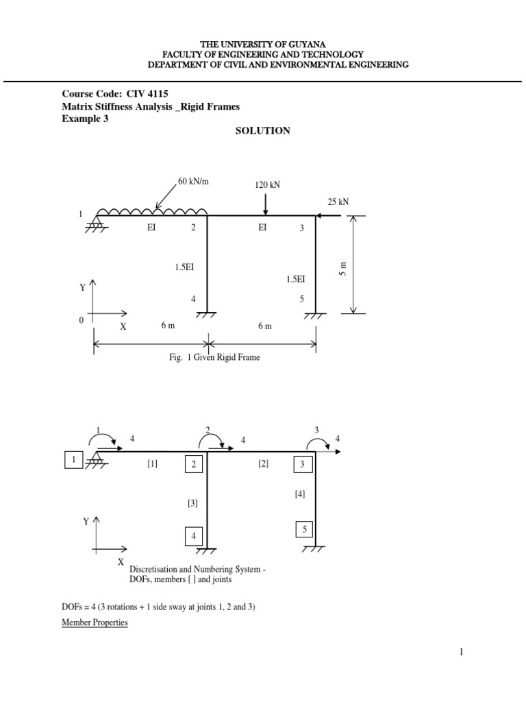 Rigid Frame Example4 Solution | PDF | Linear Algebra | Space
