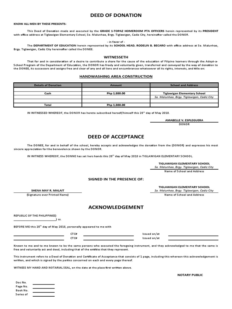 Deed of Donation | PDF | Notary Public | Law And Economics