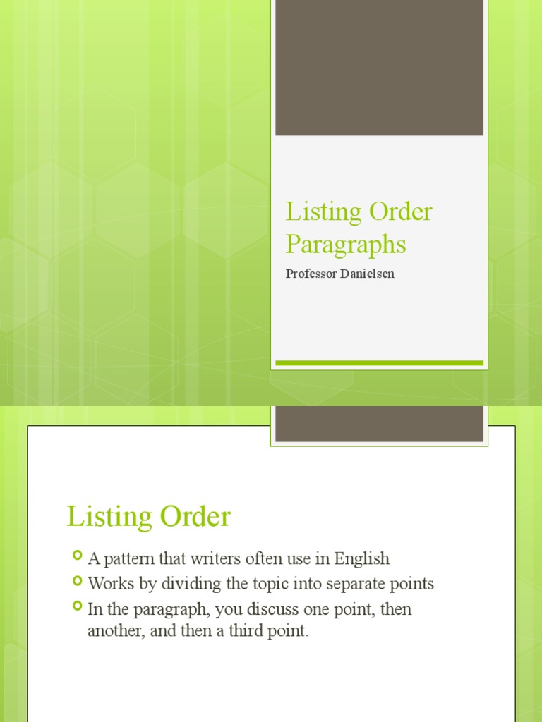 Listing Order in Paragraph Writing | PDF