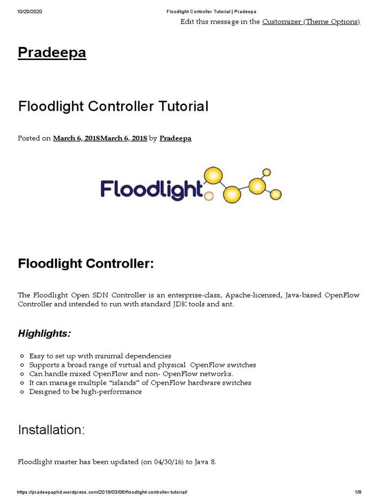 Floodlight Controller Tutorial - Pradeepa | PDF | Network Topology | Software Development