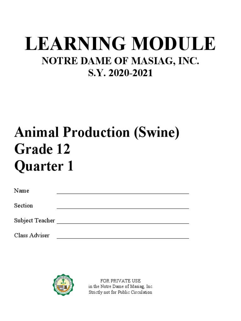 Learning Module: Animal Production (Swine) Grade 12 Quarter 1 | PDF ...