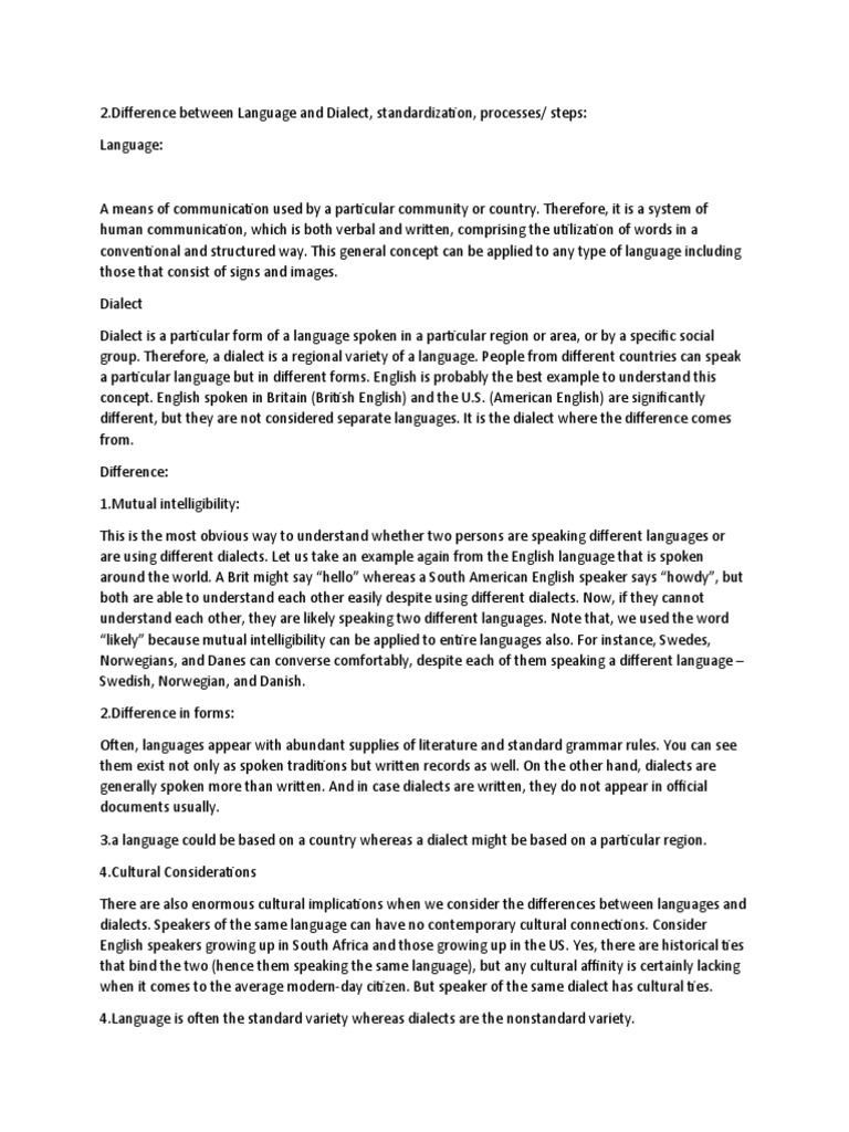 Language and Dialect, Standardization | PDF | Dialect | Sociolinguistics