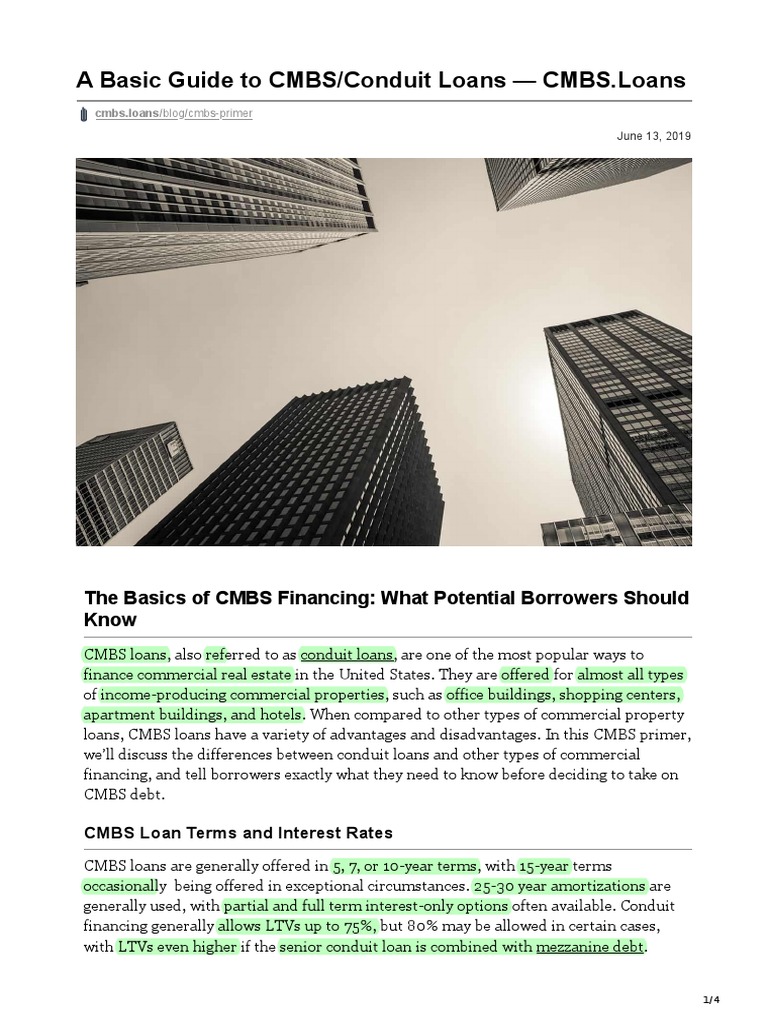 Good Short Basic Guide To CMBS Conduit Loans 4Pg | PDF | Commercial ...
