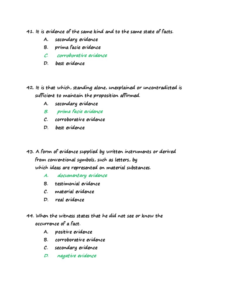 CLJ Quiz Part 5 | PDF | Evidence | Witness