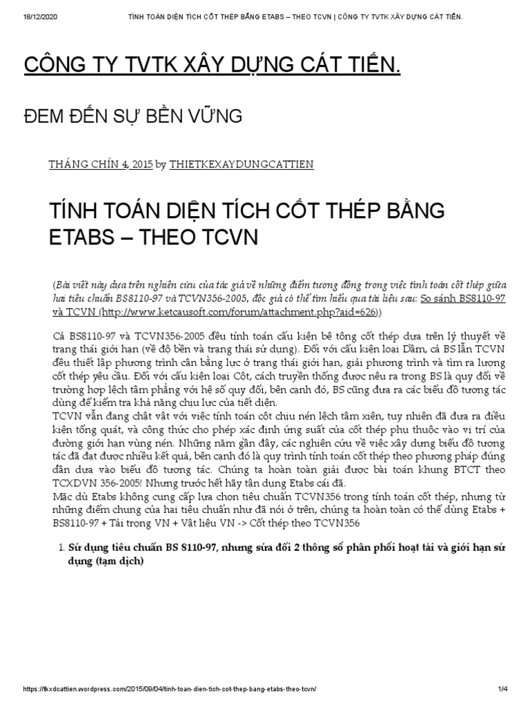 TÍNH TOÁN DIỆN TÍCH CỐT THÉP BẰNG ETABS - THEO TCVN - CÔNG TY TVTK XÂY ...