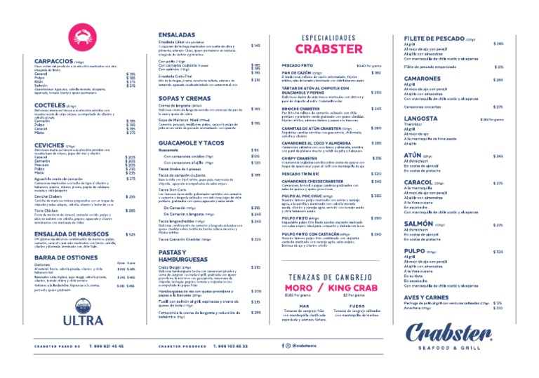 Menu Crabster 2020 PDF | PDF