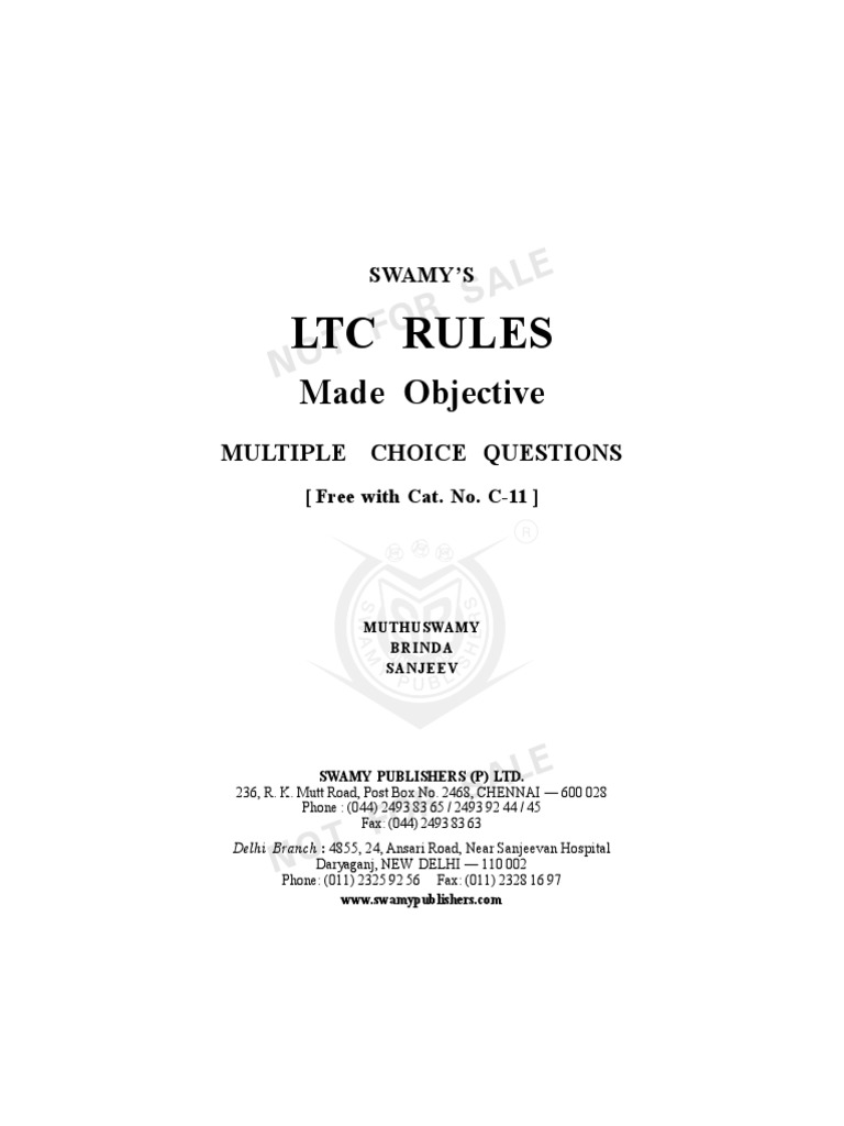LTC Rules: NOT FO R S ALE | PDF | Fare | Stepfamily