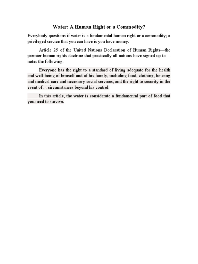Water A Human Right | PDF