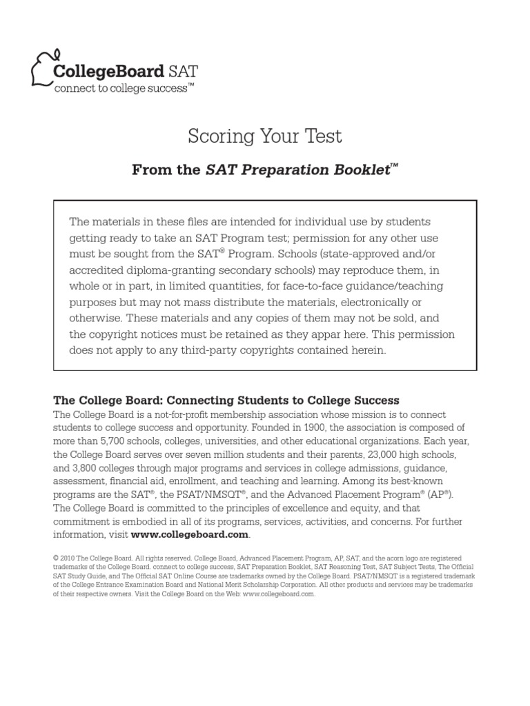 Official SAT 2012-2013 Practice Test Answer Key | PDF | Sat | Privacy