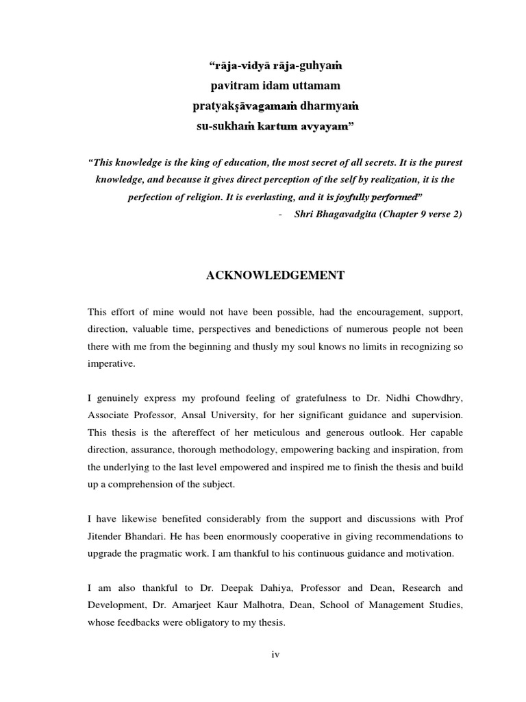 04 Acknowledgement | PDF | Thesis | Psychology