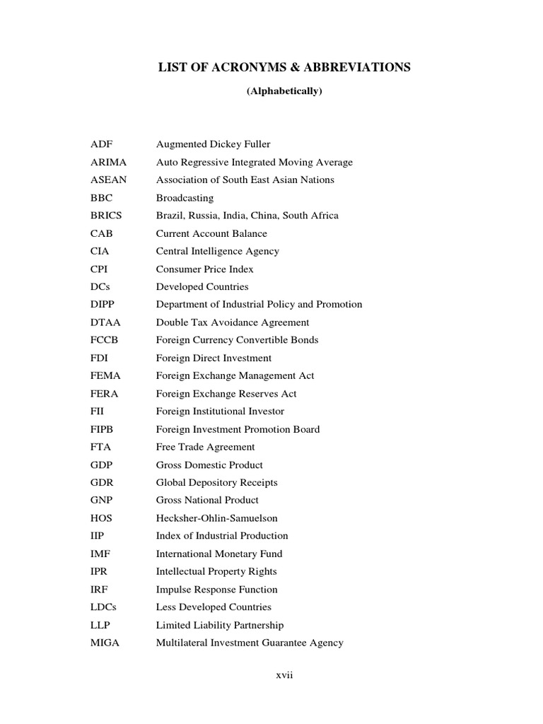 List of Acronyms & Abbreviations: (Alphabetically) | PDF